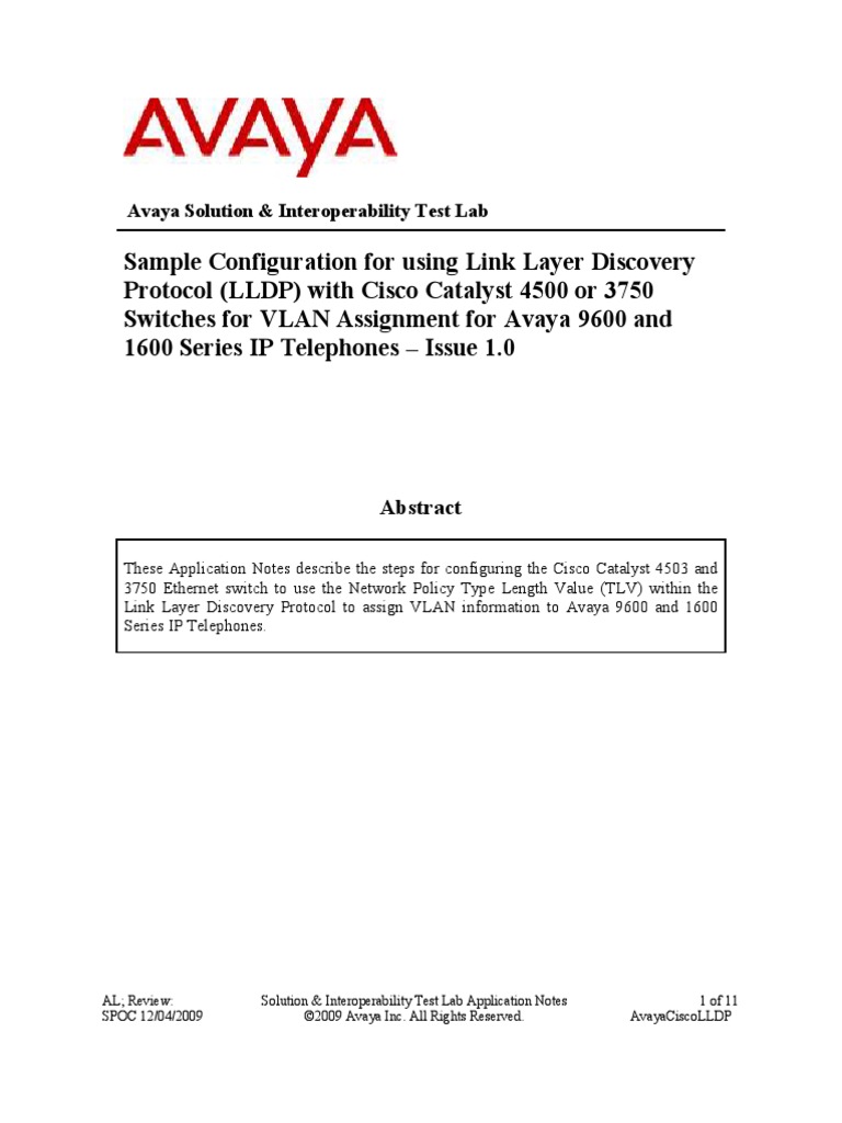 Avaya Cisco LLDP | PDF | Network Switch | Voice Over Ip