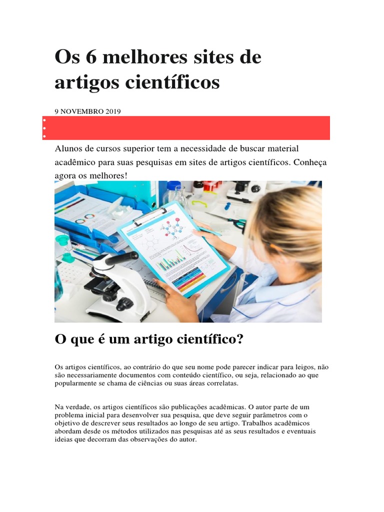 Os 6 Melhores Sites de Artigos Científicos | PDF
