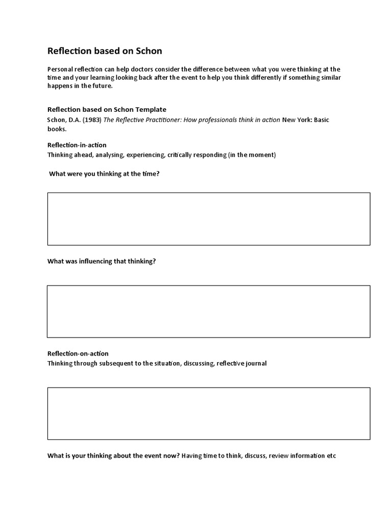 Reflective practice for doctors based on Schon's model | PDF