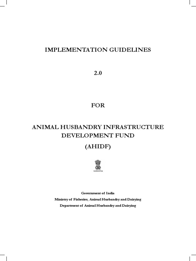 AHIDF Implementation Guidelines | PDF | Loans | Milk