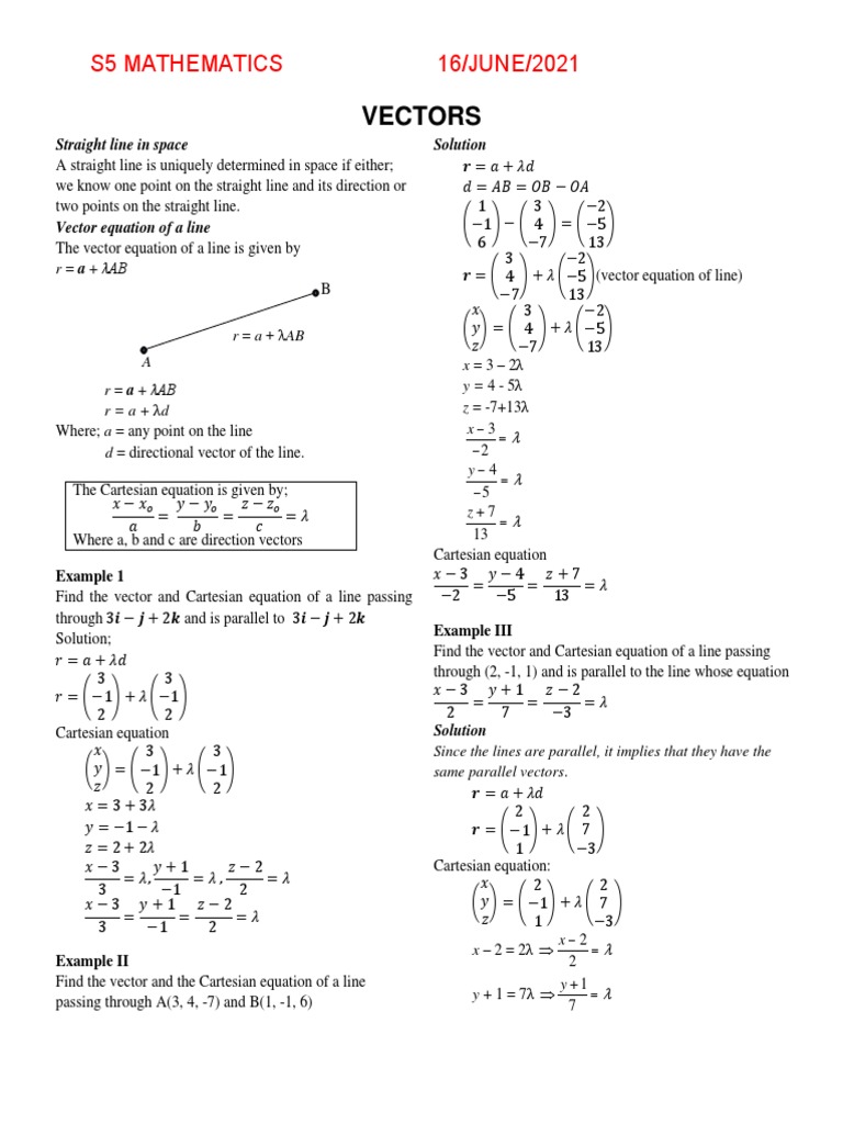 s5 Mathematics (Vectors) | PDF