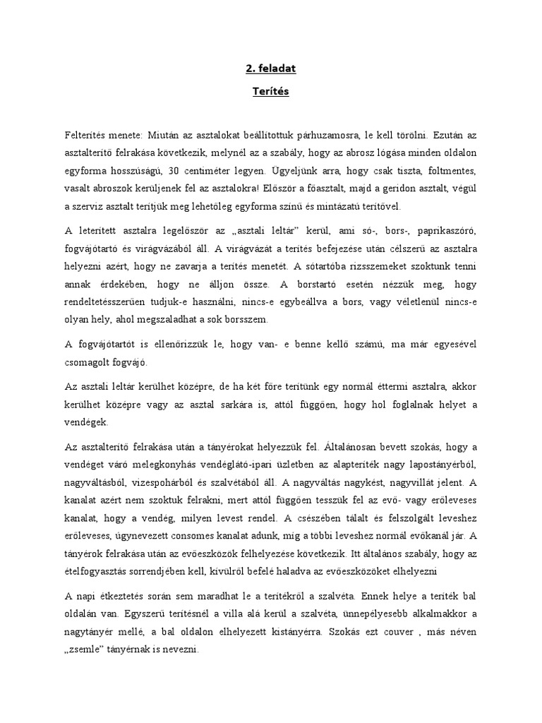 Terítés 2. Feladat | PDF