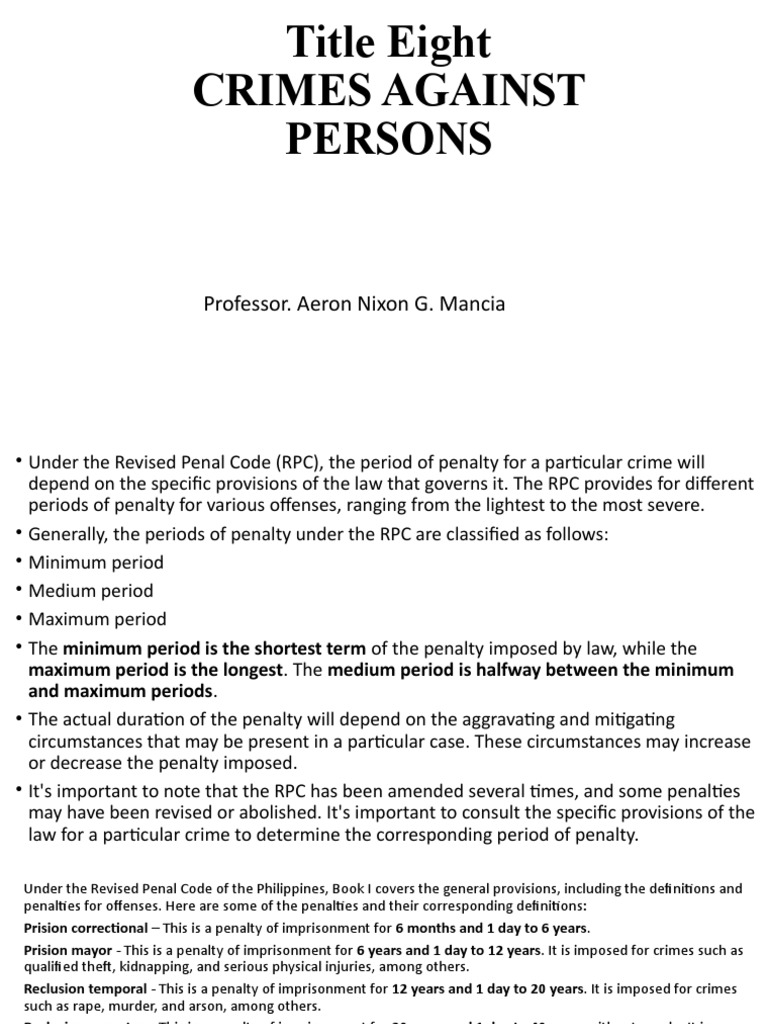 Crime Against Person II | PDF | Murder | Criminal Justice