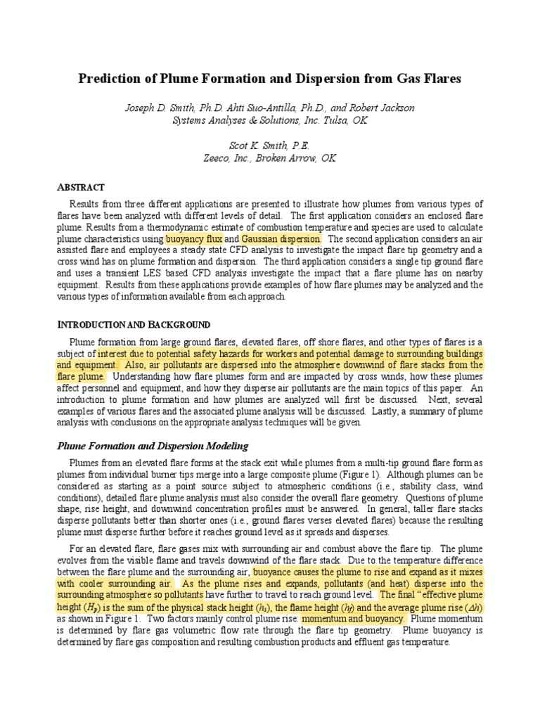 Analysis of Plume Formation and Dispersion from Various Types of Gas ...