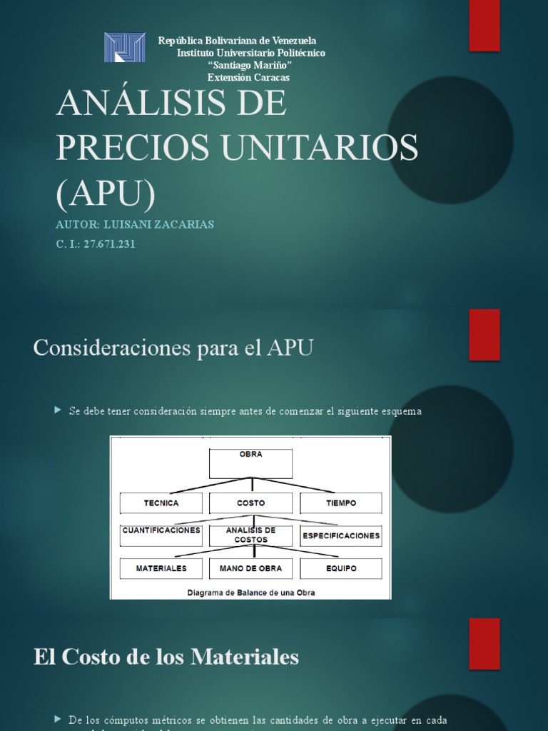 Análisis de Precios Unitarios (Apu) | PDF