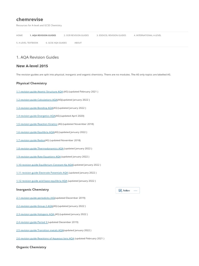 Chemrevise Org Revision Guides | PDF