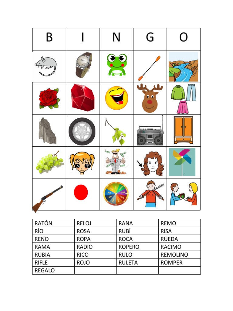 Bingo de La RR Silaba Incial | PDF