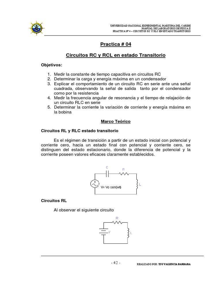 P-4 - Ctos RC y RLC en Regimen Transitorio | PDF | Ciencia y matemáticas
