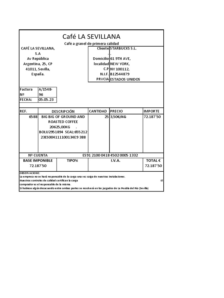 Factura Exportacion Pdf