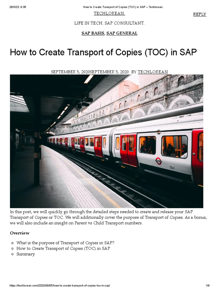 How To Create Transport of Copies (TOC) in SAP - Techlorean | PDF ...