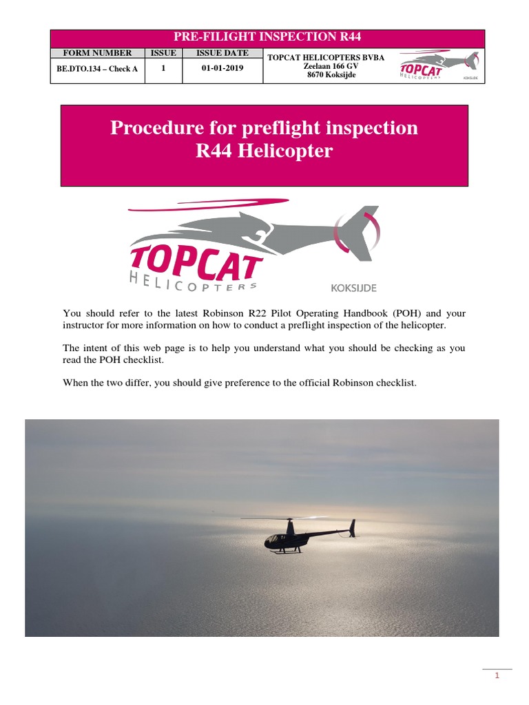 Annex B. Pre-Flight Inspection R44 | PDF | Helicopter Rotor | Helicopter