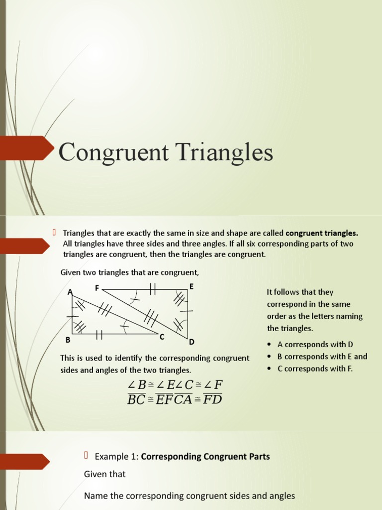 Properties of Congruent Triangles | PDF