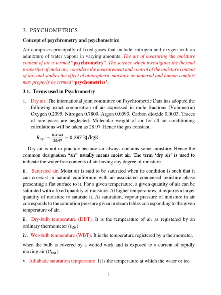 Psychometry | PDF | Humidity | Atmosphere Of Earth