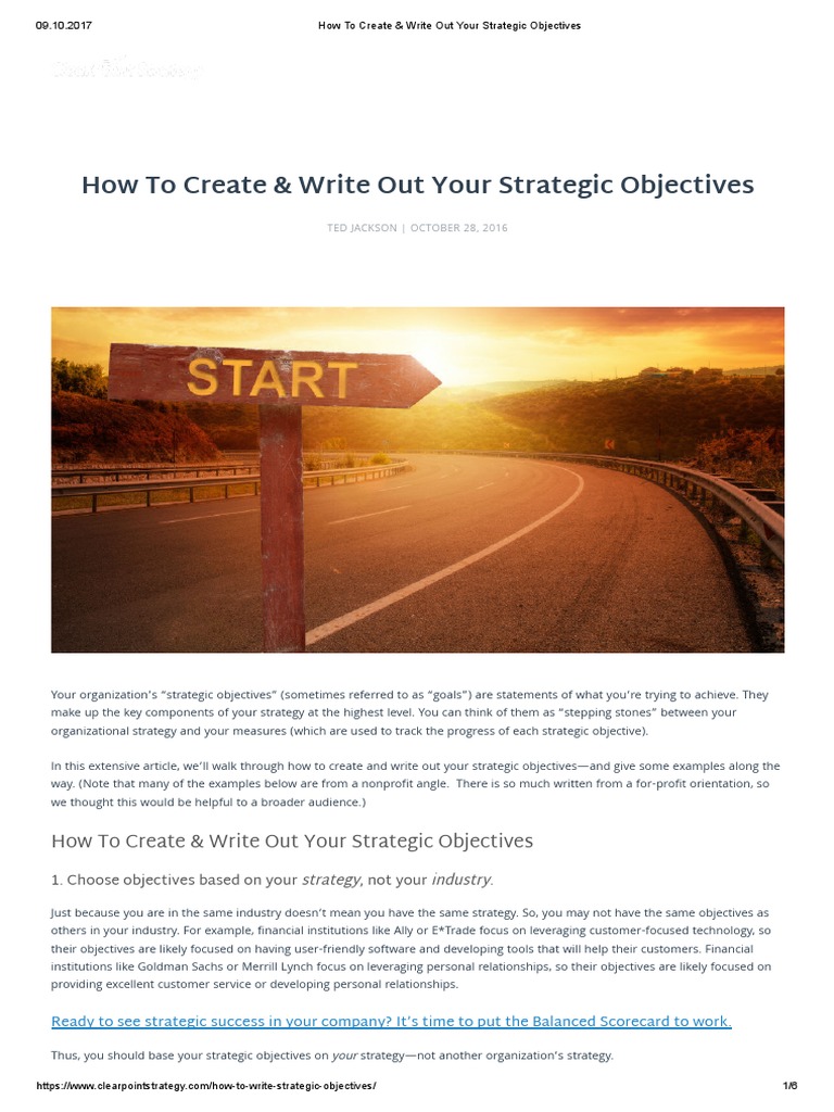 OS - How To Create & Write Out Your Strategic Objectives | PDF | Strategic Management | Fundraising