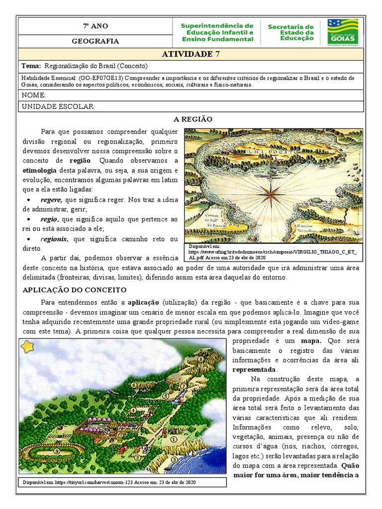 Atividade 7 7o Ano GEO Regionalizacao Do Brasil Conceito 5 | PDF ... Atividade 7 7o Ano GEO Regionalizacao Do Brasil Conceito 5 | PDF ...