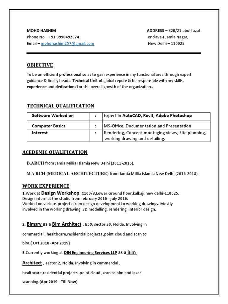 Mohd Hashim Resume-2 | PDF | Delhi | Building Information Modeling