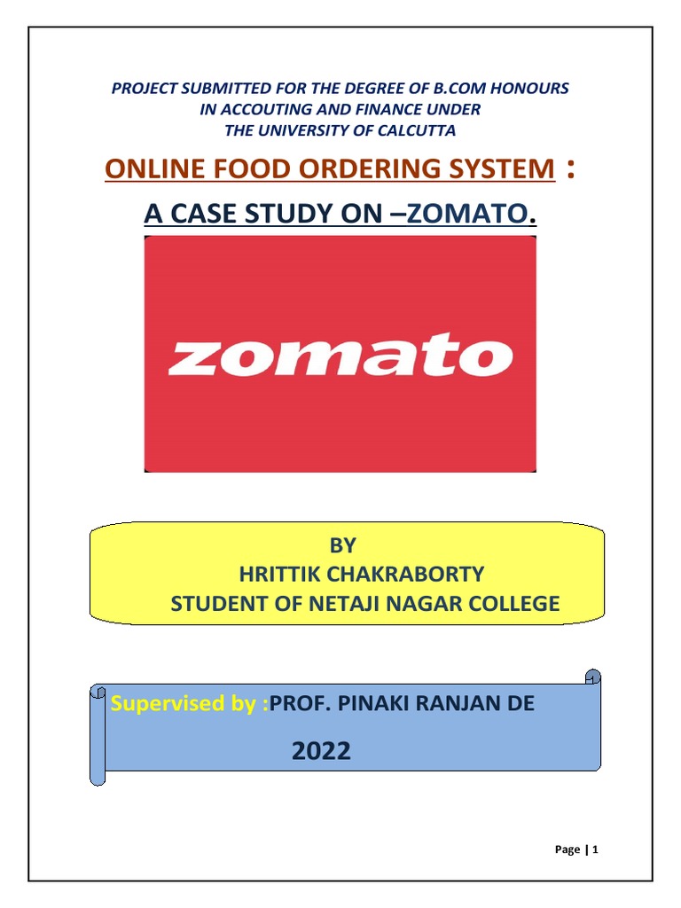 Zomato Case Study: Online Food Ordering System | PDF | Internet | Fixed Asset