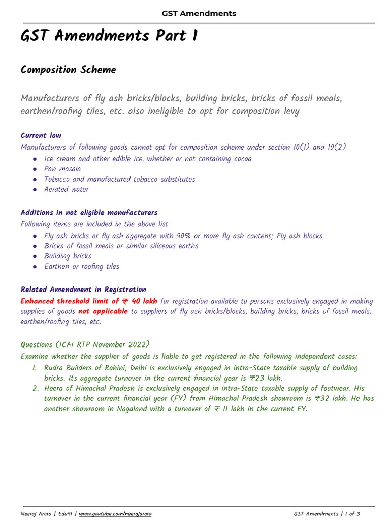 GST Amendments | PDF | Finance & Money Management | Law