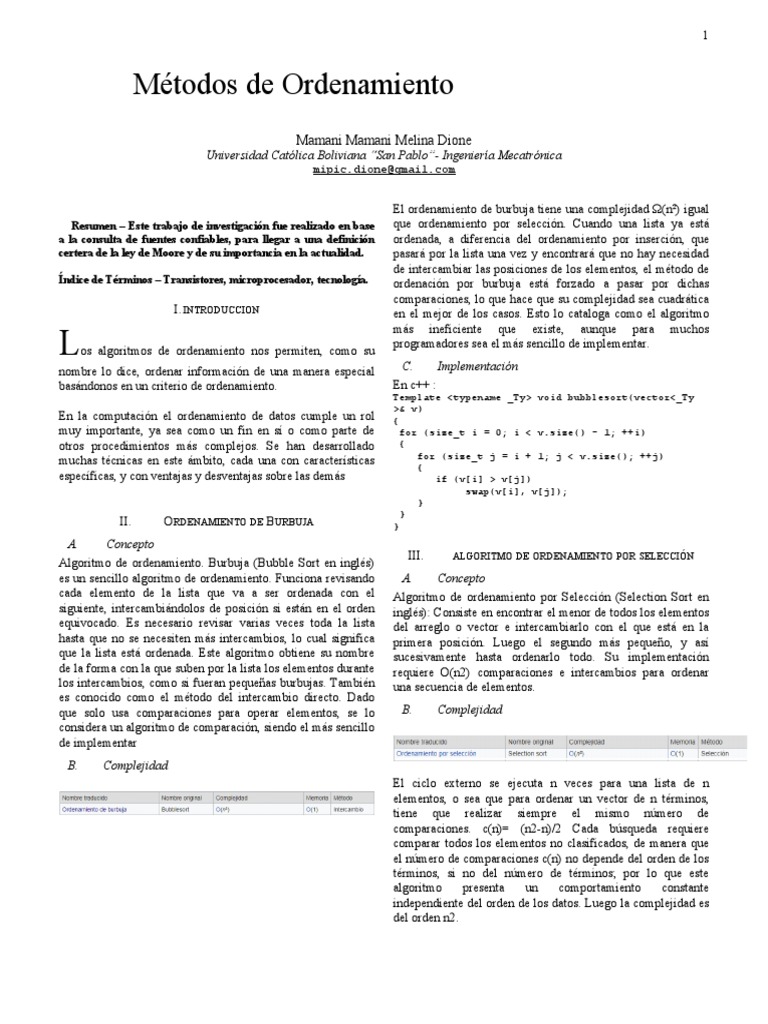 TP2 - Métodos de Ordenamiento | PDF | Algoritmos | Algoritmos y Estructuras de Datos