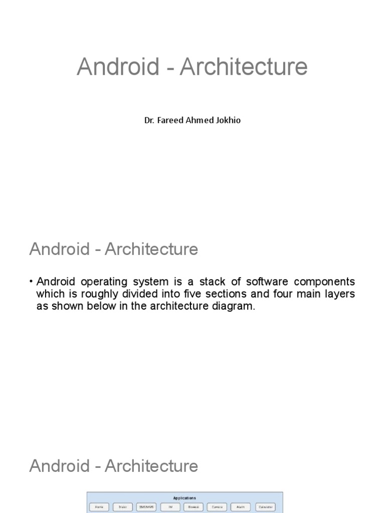 Lecture 2 Android Architecture Pdf Android Operating System Java Programming Language