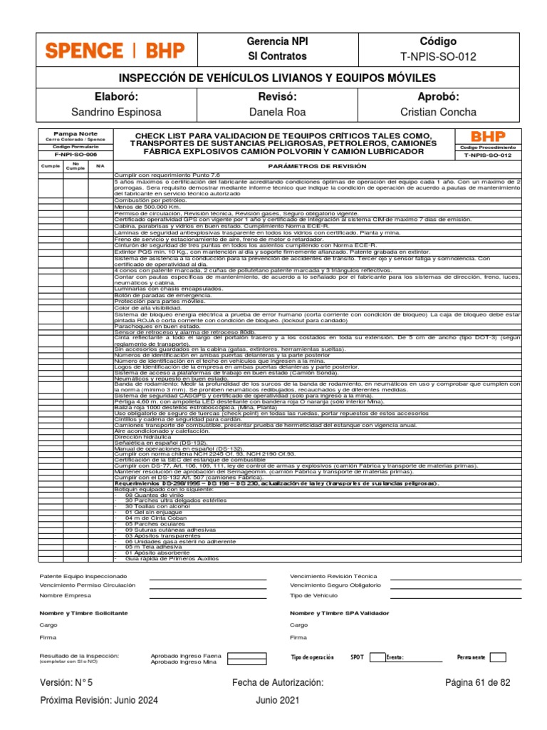 Procedimiento Inspección de Vehículos y Equipos Móviles v5 (2) - 61 ...