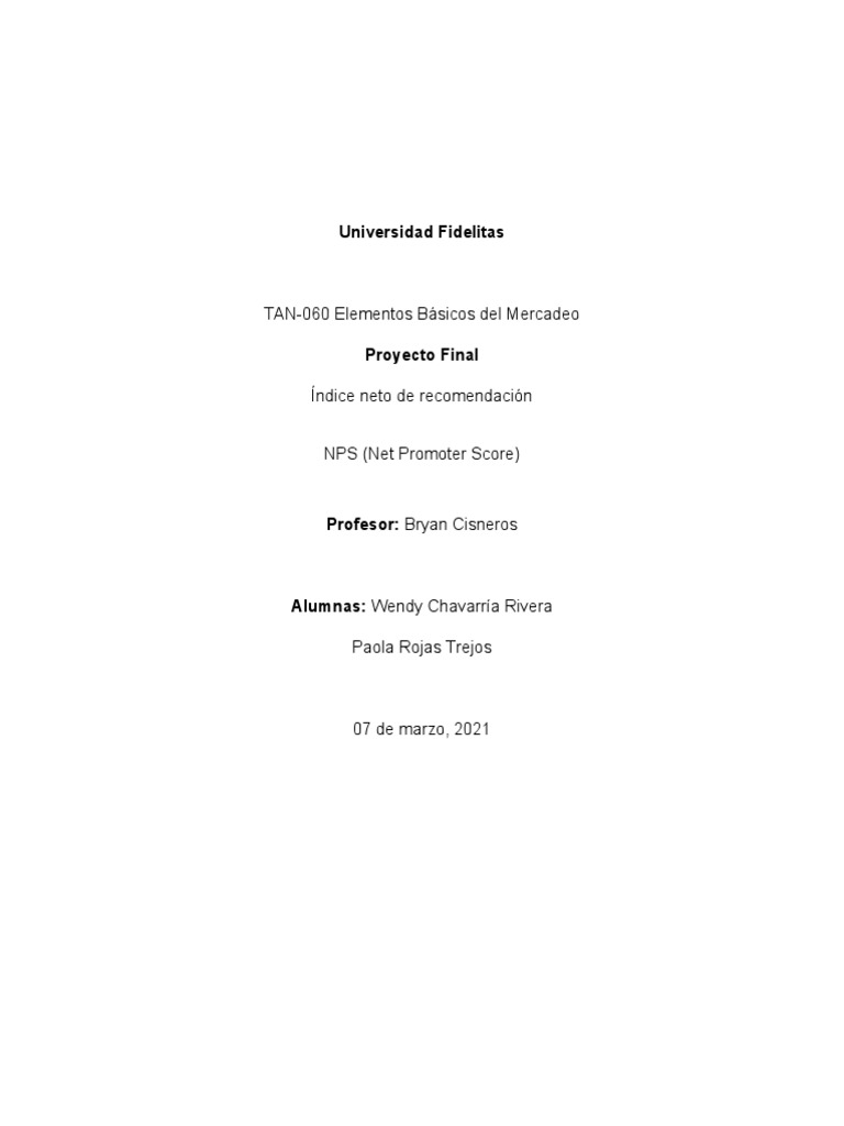 NPS Proyecto Final Paola Rojas y Wendy Chavarria | PDF