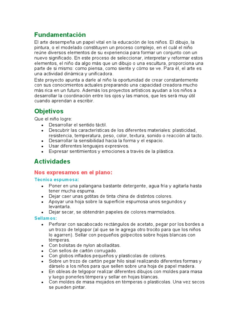 Proyecto Anual de Arte ESC NI 58 | PDF | Pinturas | Dibujo