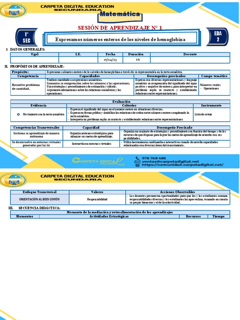 1° Sesión de Aprendizaje Sesión1-Sem.2-Exp.2 | PDF