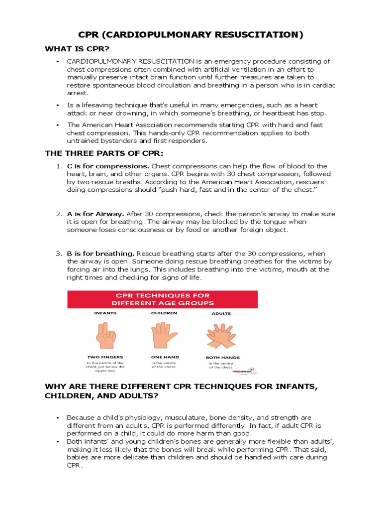 CPR (Cardiopulmonary Resuscitation) | PDF