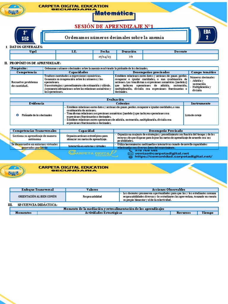 2° SESIÓN DE APRENDIZAJE SESIÓN1-SEM.2-EXP.2 | PDF | Adultos | Aprendizaje