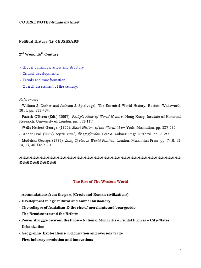 02 01 Political History I-Summary Sheet | PDF | European Colonization Of The Americas | Age Of ...