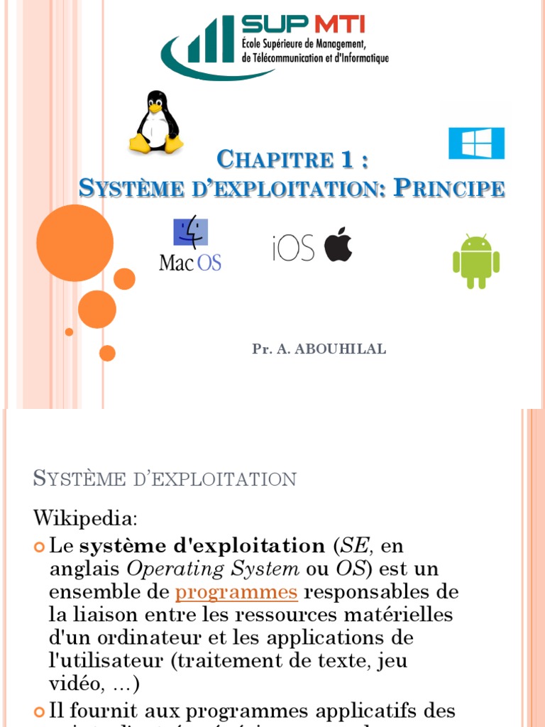 Systèmes D'exploitation - Chapitre 1 | PDF