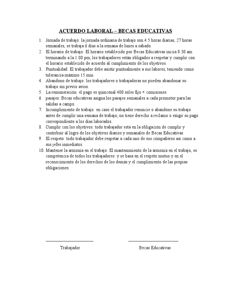 Acuerdo Laboral Pdf