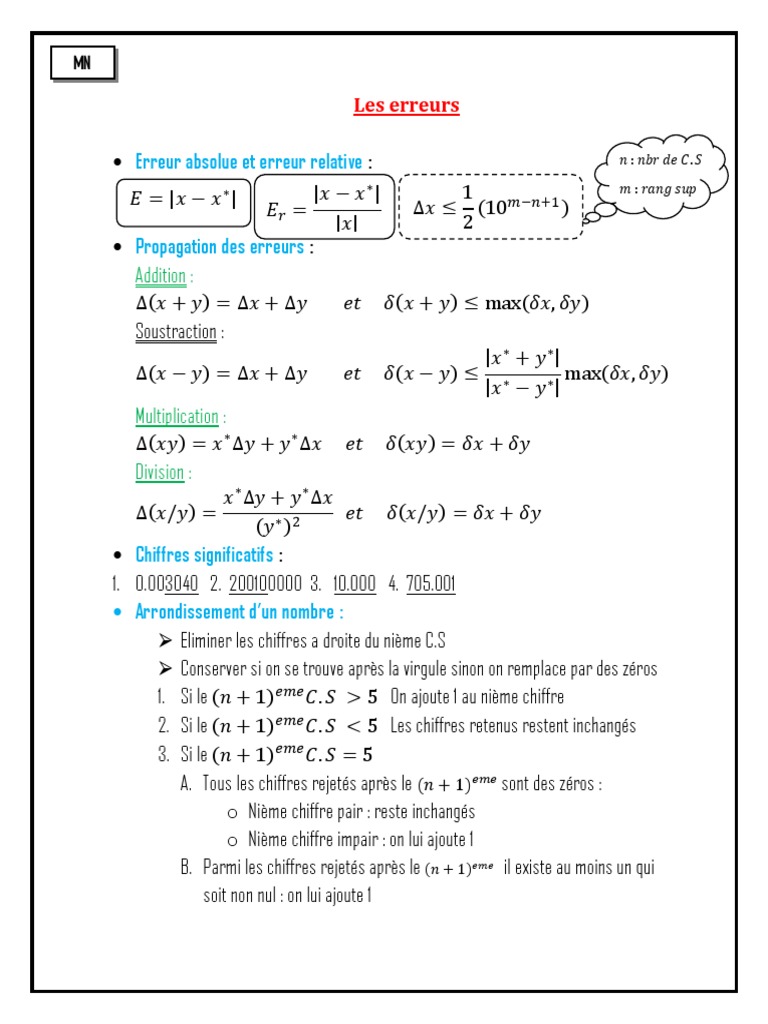Erreur Absolue Et Erreur Relative: Addition | PDF | Méthodes et ...