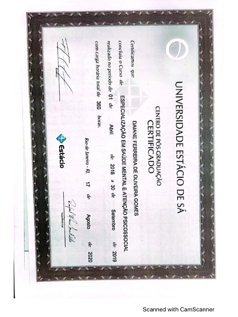 Certificado Especialização | PDF