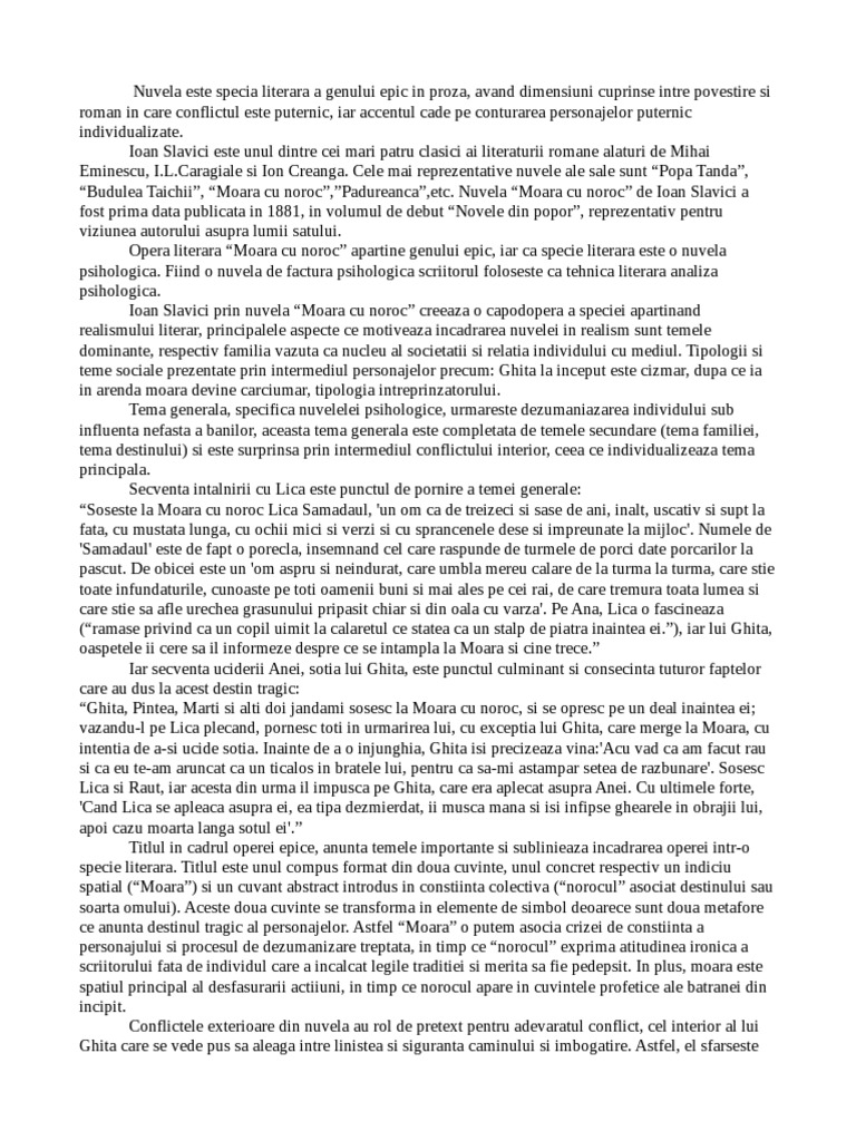 Eseu Moara Cu Noroc | PDF