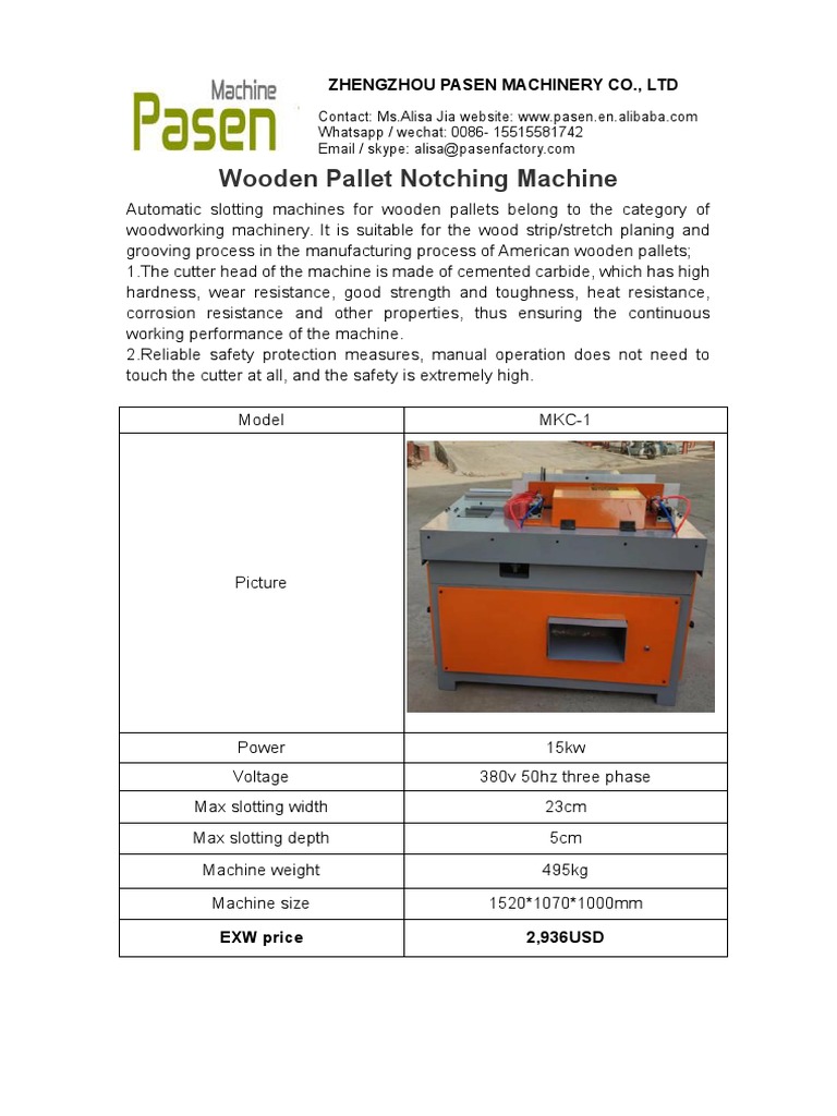 Wood Pallet Notching Machine | PDF | Business | Computers