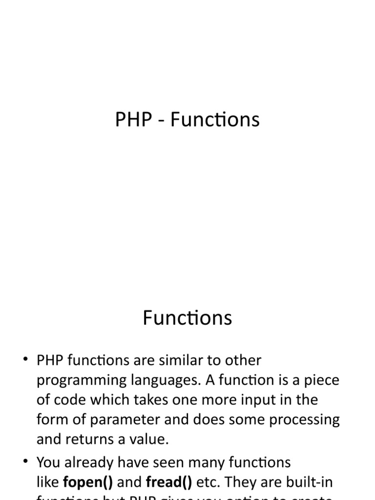 Lecture 15 - PHP - Functions | PDF