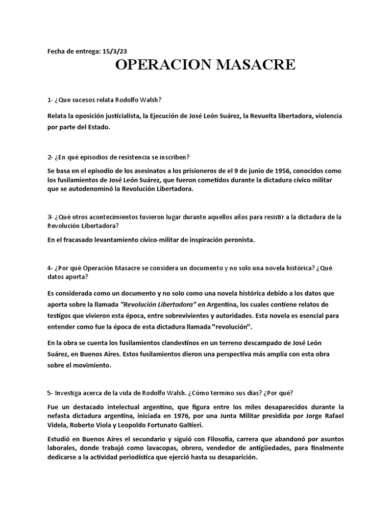 Operacion Masacre | PDF | Argentina