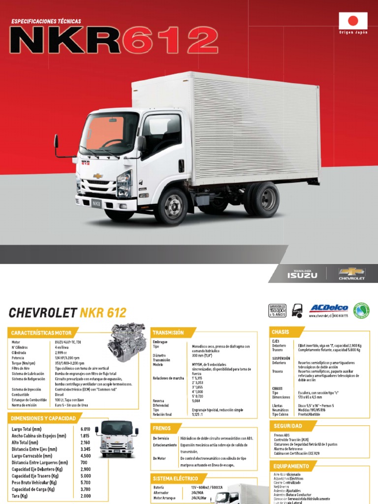 Chevrolet NKR 612 Ficha Técnica | PDF