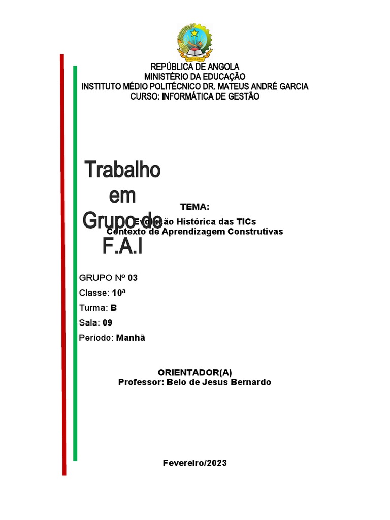 Trabalho de FAI | PDF | Tecnologia da Informação e Comunicação ...