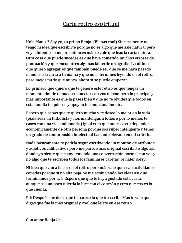 Carta Retiro Espiritual | PDF