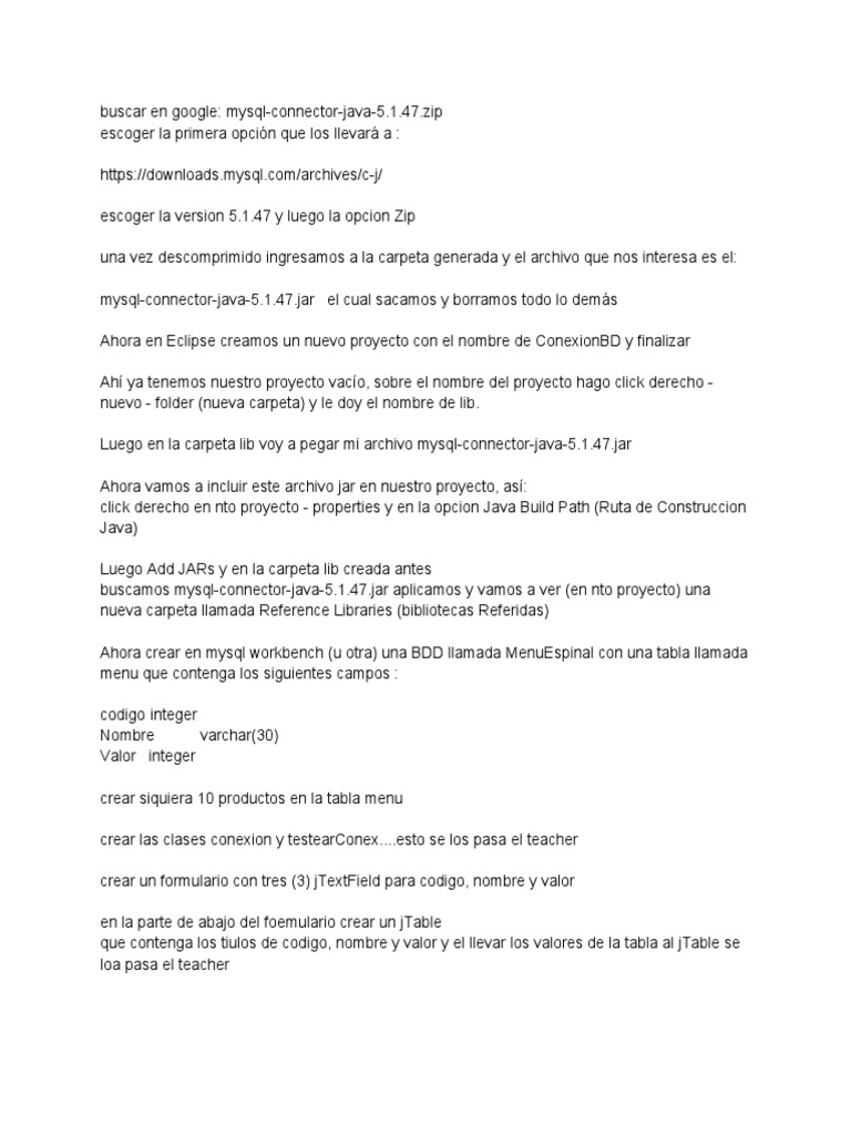 Conectar Java Con Mysql | PDF