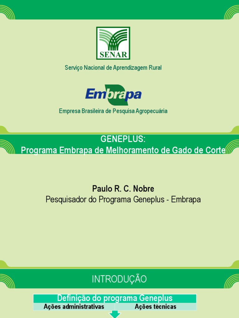 Aula 14 - Geneplus Programa EMBRAPA | PDF | Qualidade (negócios) | Gado