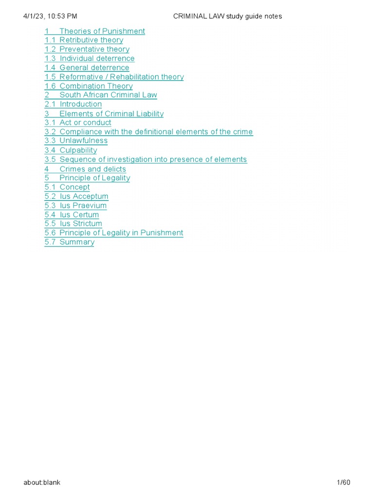 CRIMINAL LAW Study Guide Notes | PDF | Causation (Law) | Crimes