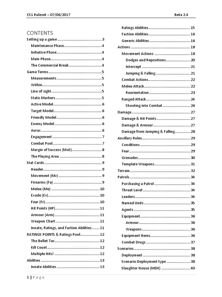 CS1 Ruleset Scenario Guide | PDF | Ammunition | Firearms