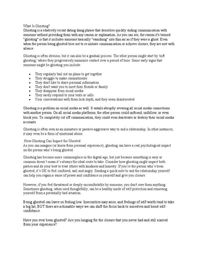 What Is Ghosting | PDF | Popular Culture & Media Studies | Social Media