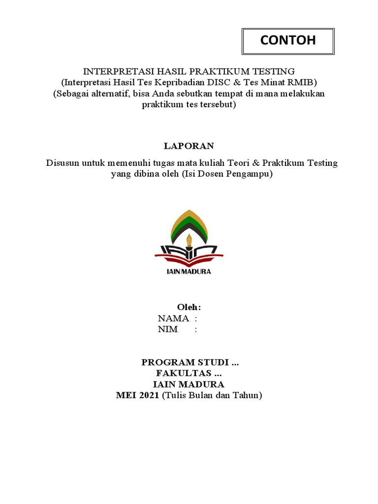 Contoh Laporan Interpretasi Hasil Praktikum Testing | PDF