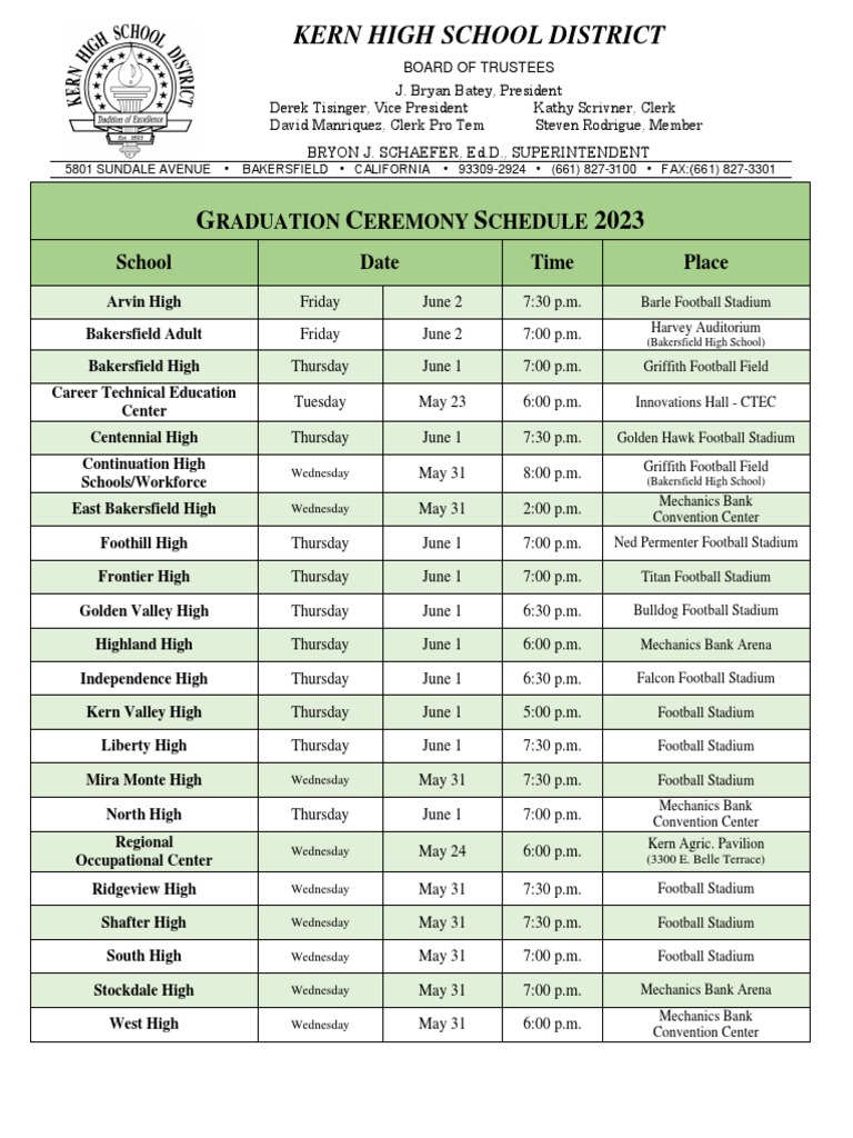 2023 Graduation Schedule | PDF