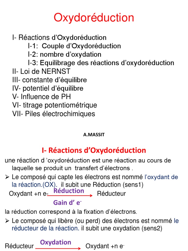 Réactions d'Oxydoréduction | PDF | Technologie et ingénierie